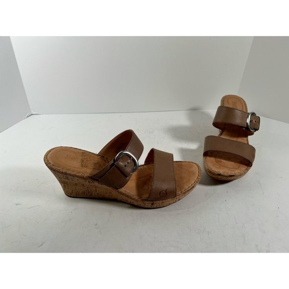 Born | Shoes | Born Womens Slides Sandals Brown Leather Adjustable ...
